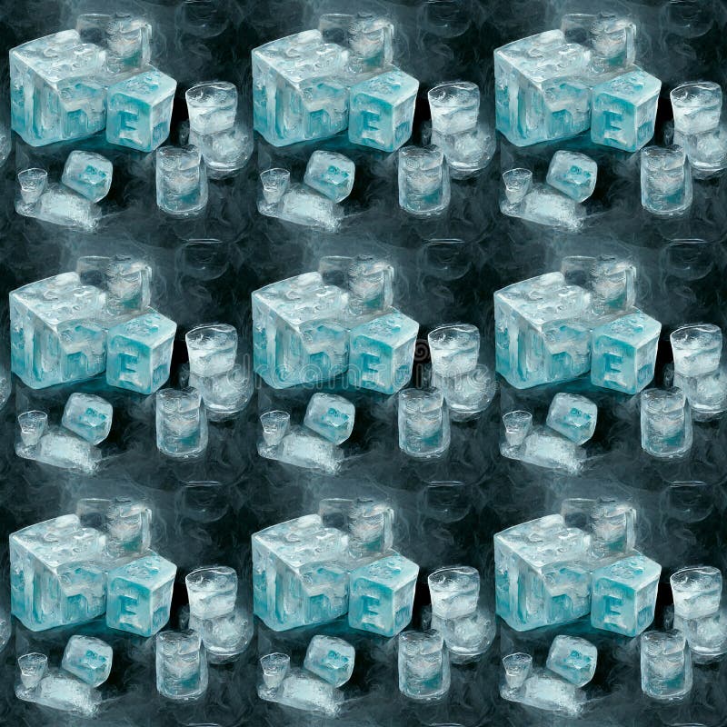 Ai Generated Ice Cubes Seamless Pattern Stock Illustration ...