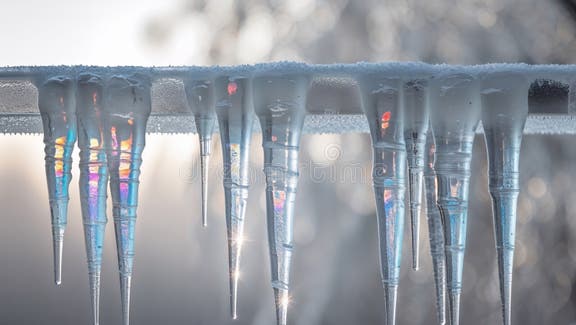 Icicles Hanging from a Ledge Create a Stunning Display of Shimmering ...