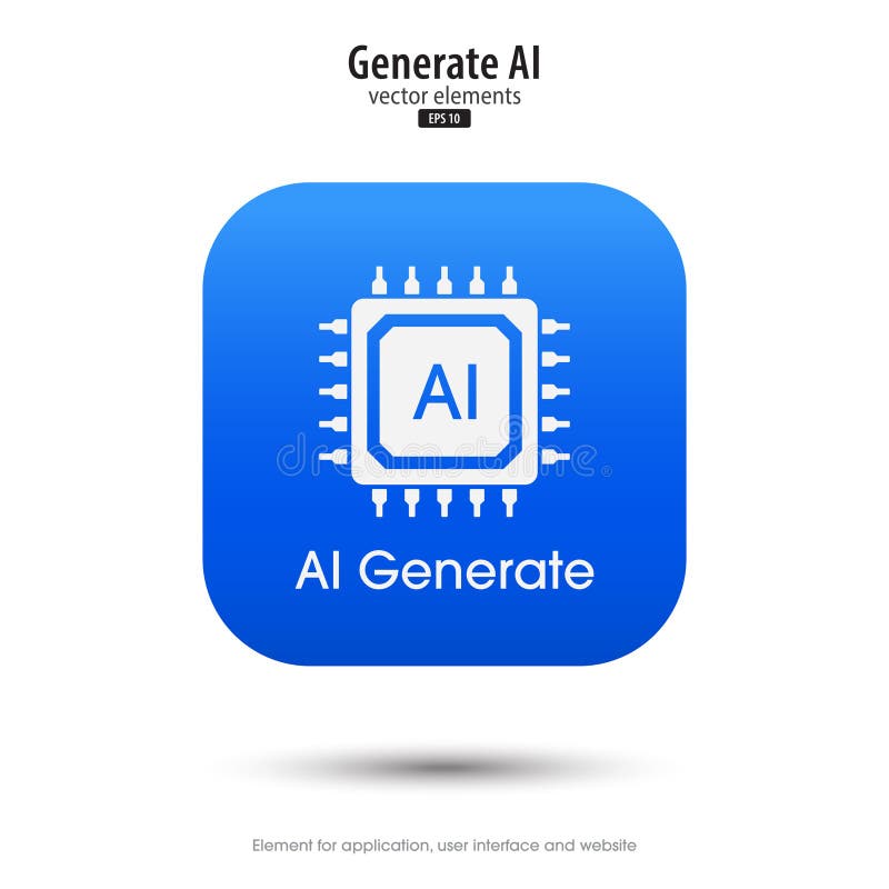 Ai Generated Icon. 3d Button Minimal Style Modern with Ai Microchip ...