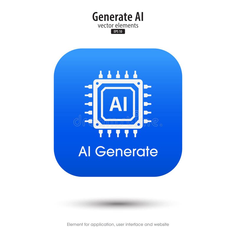 Ai Generated Icon. 3d Button Minimal Style Modern with Ai Microchip ...