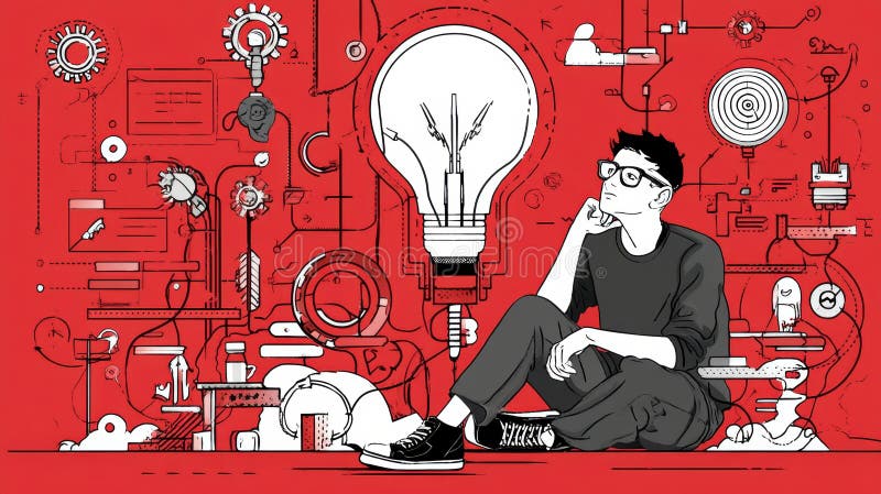 AI-Generated Idea Machine stock illustration. Illustration of thinking ...