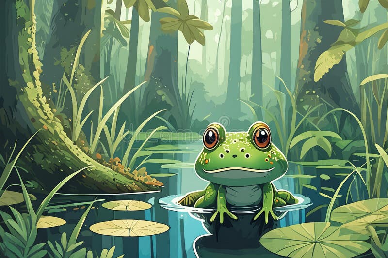 AI Generated Illiustration of Some Cute Frogs Stock Illustration ...