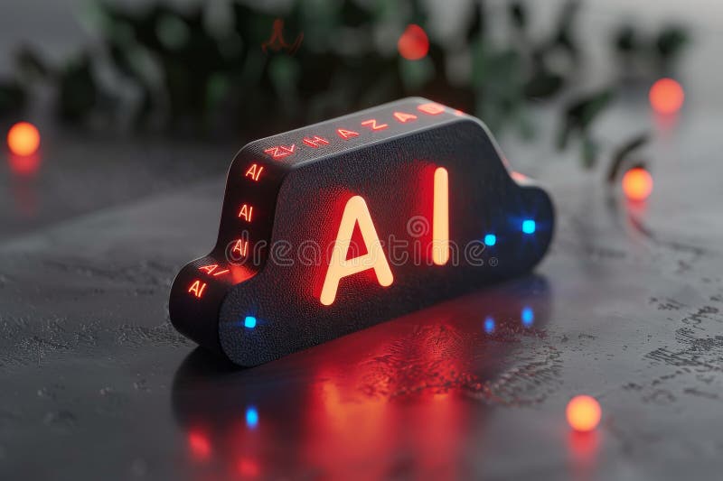 Illuminated AI Sign in a Modern Setting, Symbolizing the Integration of ...