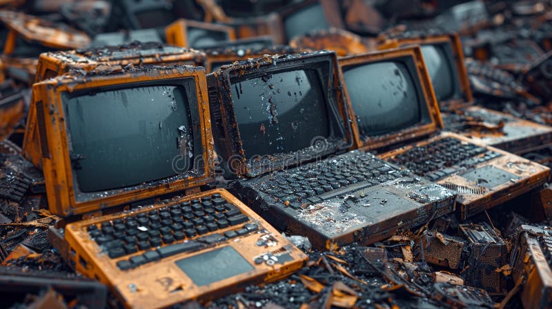 AI Generated Illustration of Abandoned Computers Causing Environmental ...