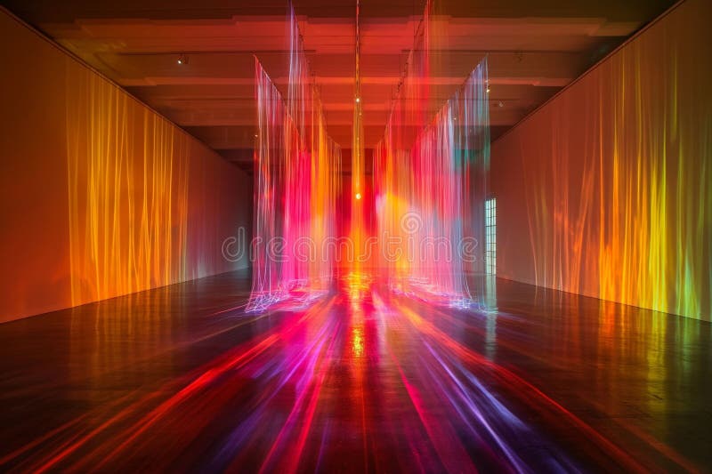 An Abstract Art Installation with Vibrant Colors and Light Reflections ...