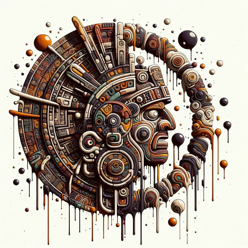 AI-generated Illustration of an Abstract Artwork Featuring an Aztec ...
