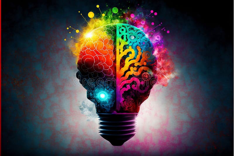AI Generated Illustration of an Abstract Bulb with Colorful System ...