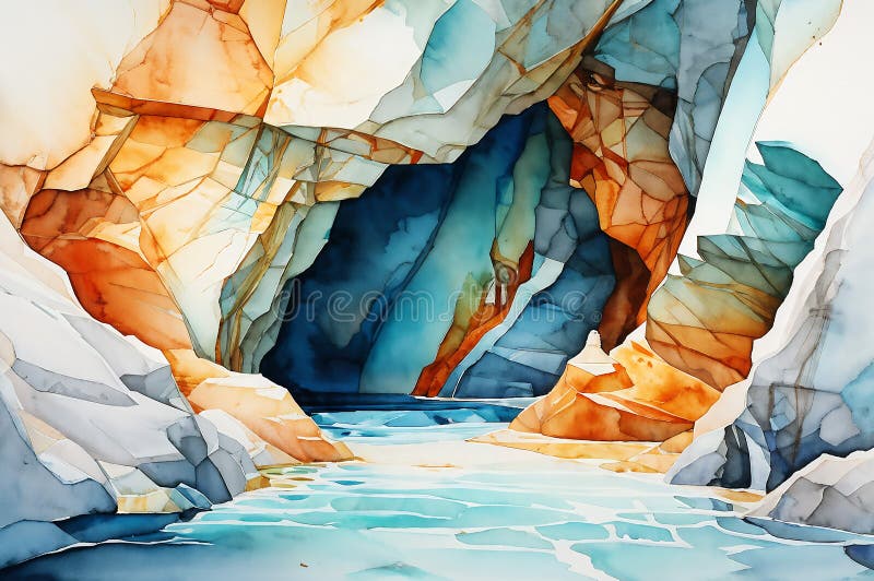 AI Generated Illustration of an Abstract Cave Painting with a Water ...