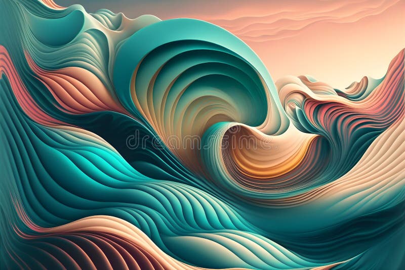 AI Generated Illustration of Abstract Colorful Waves from Inks, Cool ...