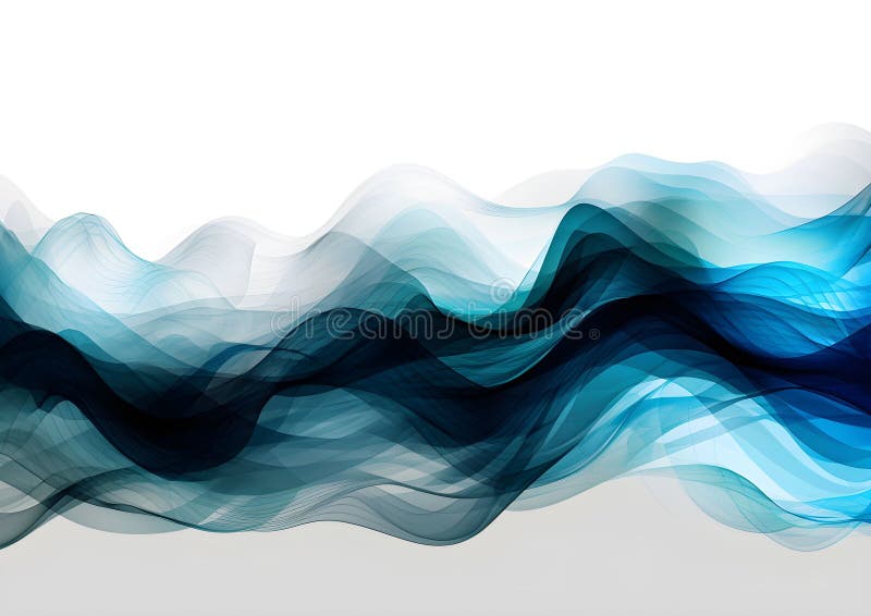 AI Generated Illustration of an Abstract Composition of Blue Wave-like ...