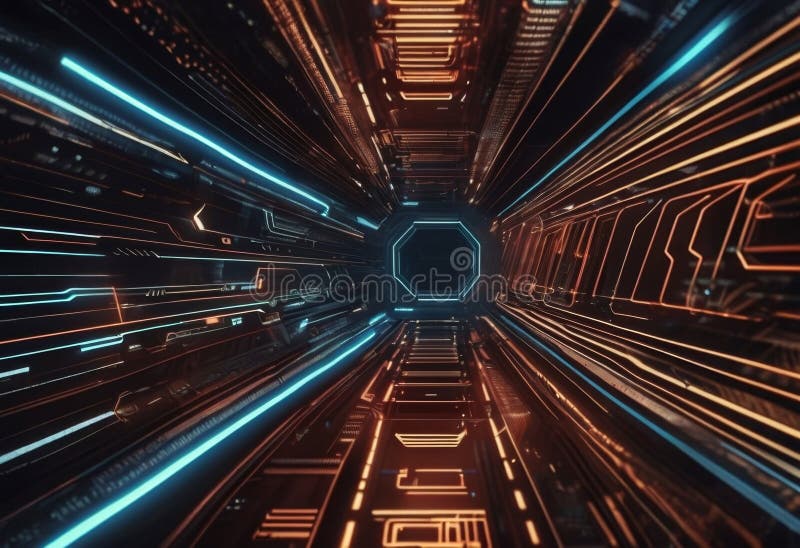 AI Generated Illustration of Abstract Glowing Lines Background with ...