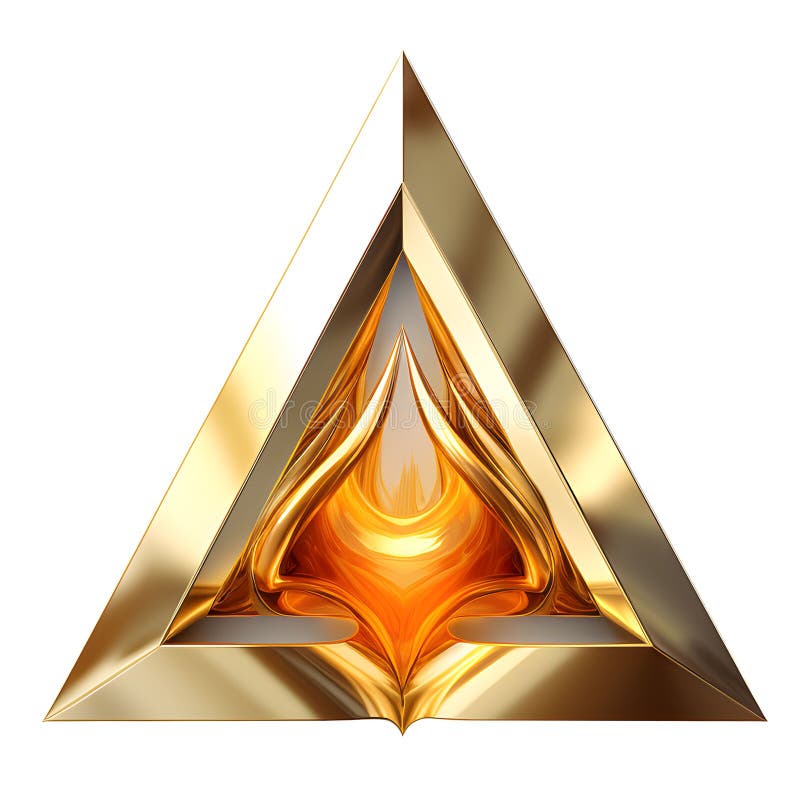 An Abstract Gold Triangle with a Light Shining through it As Well As ...