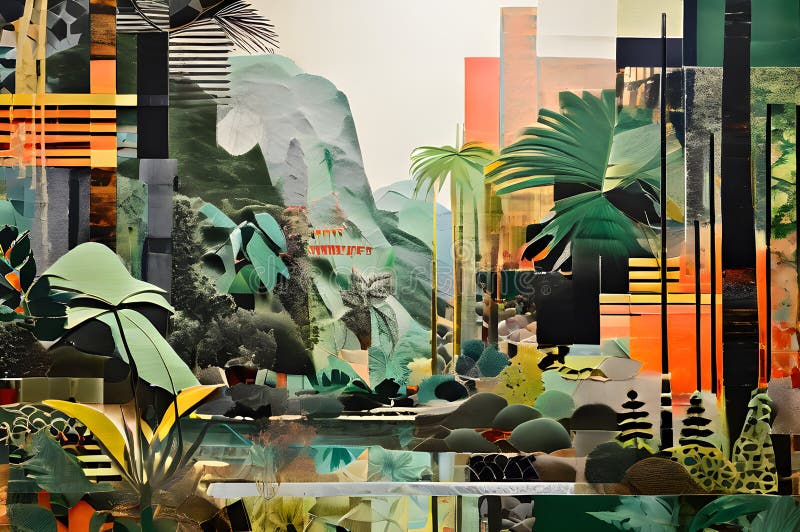 AI Generated Illustration of Abstract Jungle Theme in an Office ...