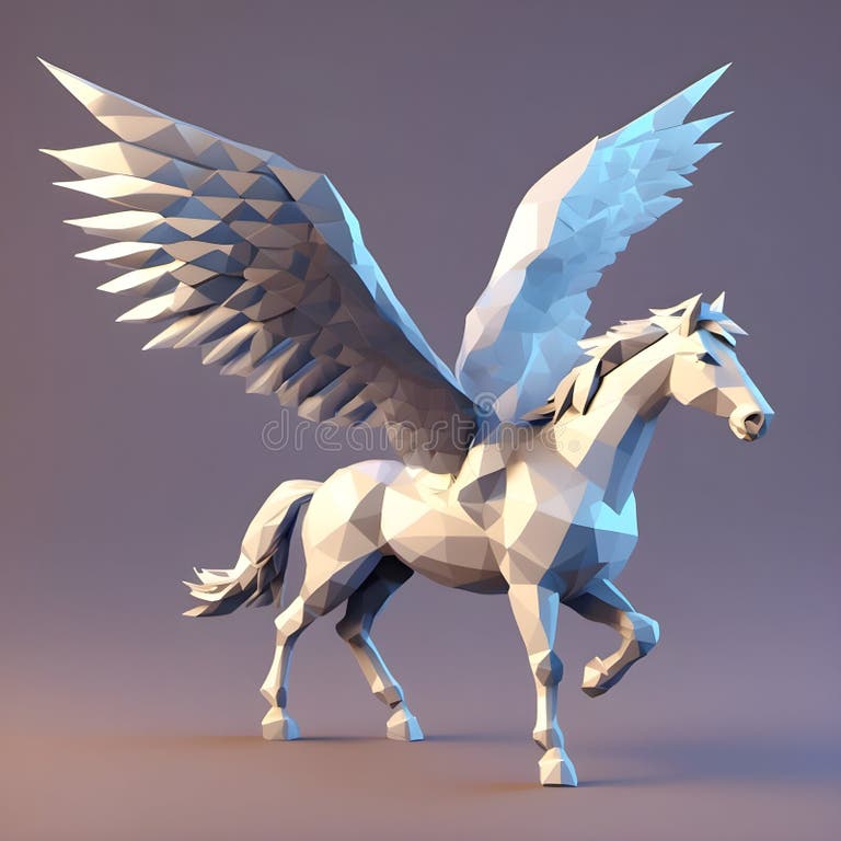 AI Generated Illustration of an Abstract Low-poly Pegasus with Wings in ...