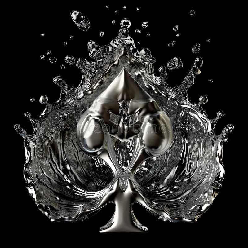 AI Generated Illustration of Abstract Metallic Spade Symbol with Liquid ...