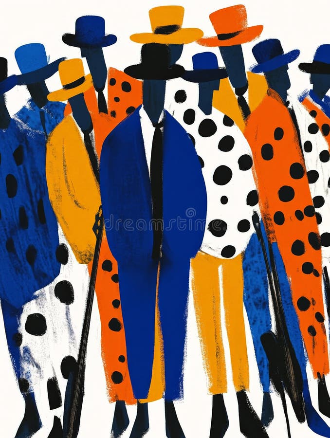 Abstract Modern Artwork Featuring Elongated Stylized Human Figures in ...