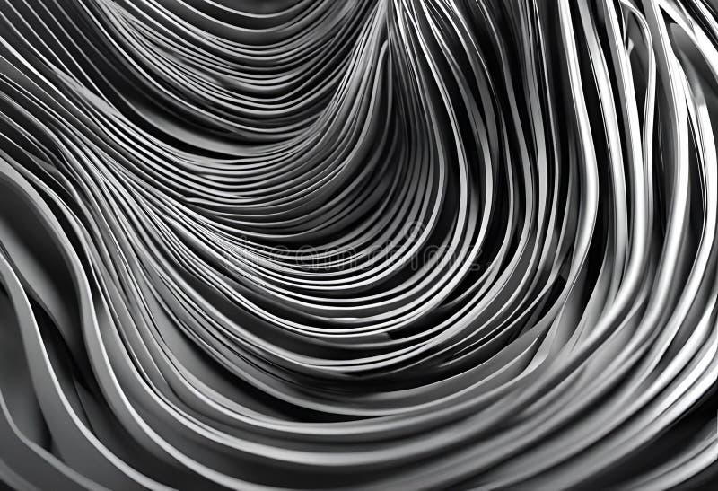 Abstract Monochrome Waves Pattern with Dynamic Swirls. Stock Photo ...