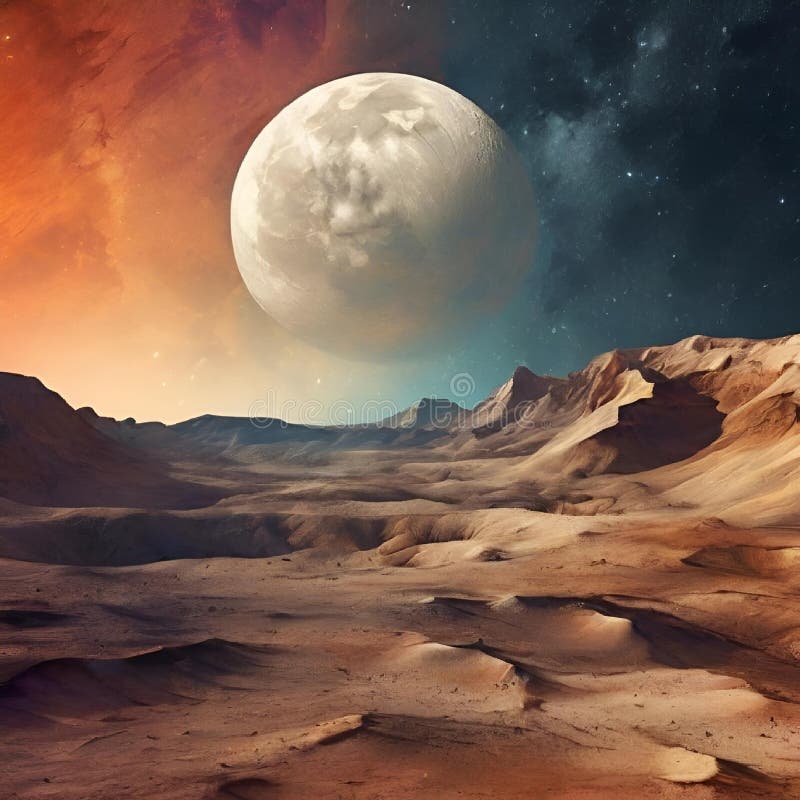AI Generated Illustration of Abstract Moon Scape Stock Illustration ...