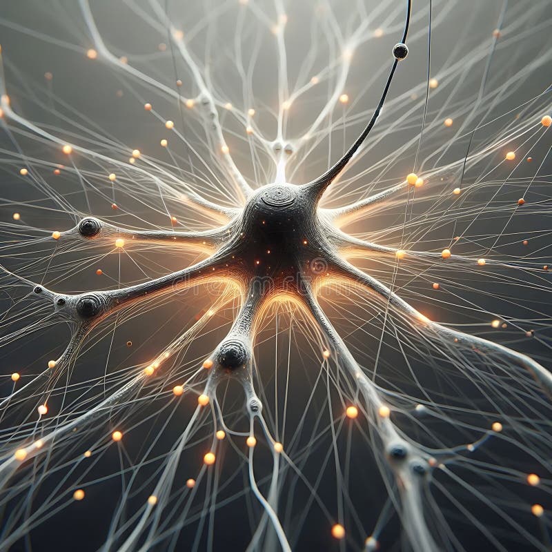 AI-Generated Illustration of an Abstract Neuron with Electric Synapses ...
