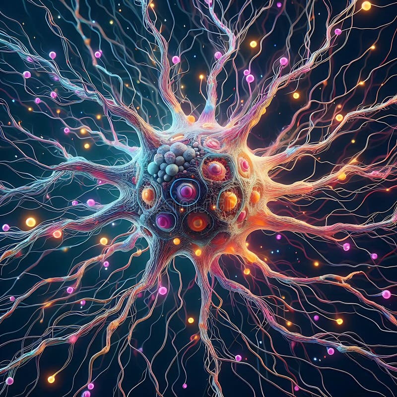 AI-Generated Illustration of an Abstract Neuron with Electric Synapses ...