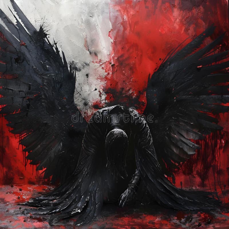 AI-generated Illustration of Abstract Oil Painting of Black Winged ...