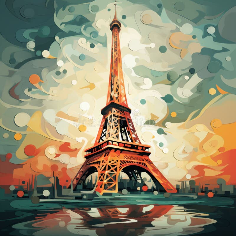 AI-generated Illustration of an Abstract Painting of the Eiffel Tower ...