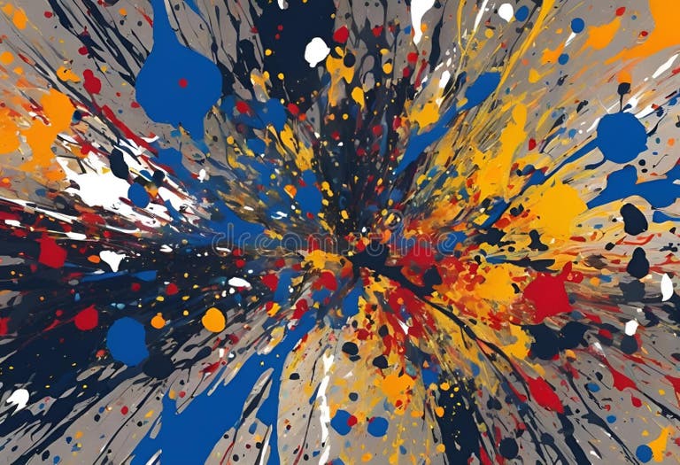 An Abstract Painting of Multi - Colored Splats Stock Illustration ...