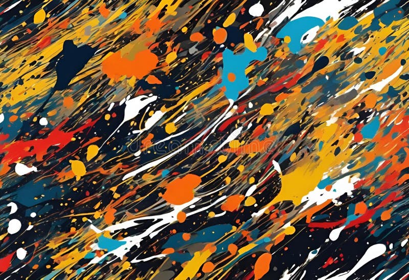 An Abstract Painting with Multiple Color Splatter Paint Splats Stock ...