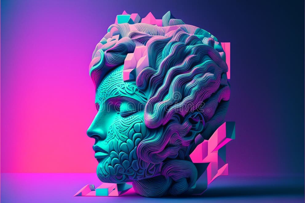 AI Generated Illustration of an Abstract Person S Face on a Gradient ...