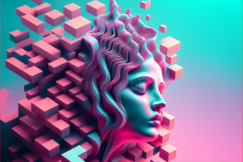 AI Generated Illustration of an Abstract Person S Face on a Gradient ...