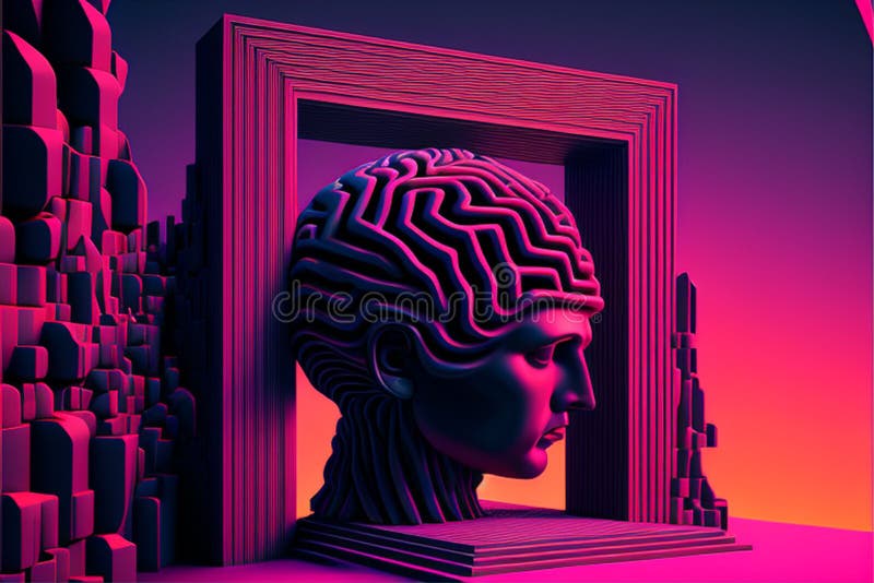 AI Generated Illustration of an Abstract Person S Face in a Purple ...