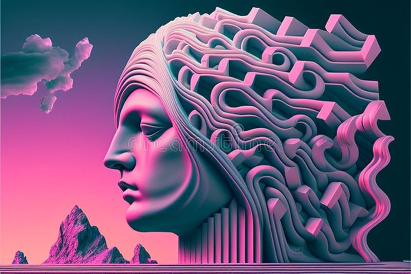 AI Generated Illustration of an Abstract Person S Face on a Purple ...