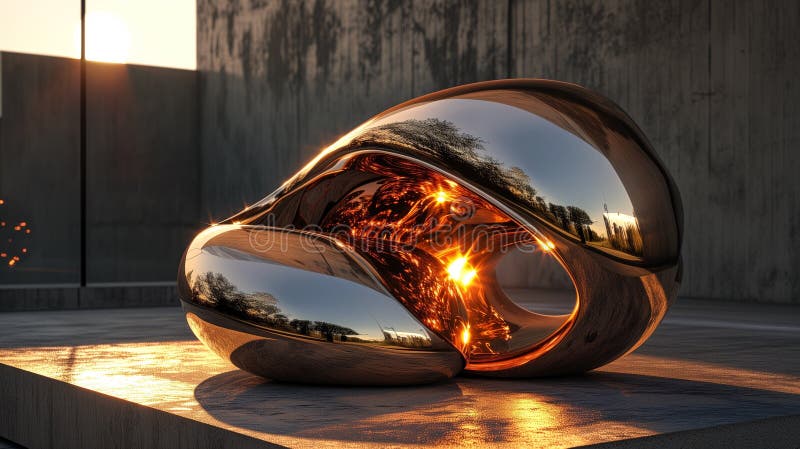 AI Generated Illustration of an Abstract Sculpture Reflecting Golden ...