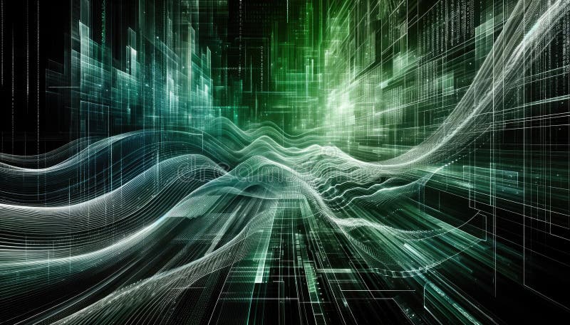 AI Generated Illustration of Abstract Tech Background with Lights and ...