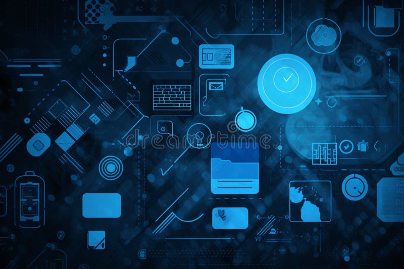 AI Generated Illustration of Abstract Technology Interface with Digital ...