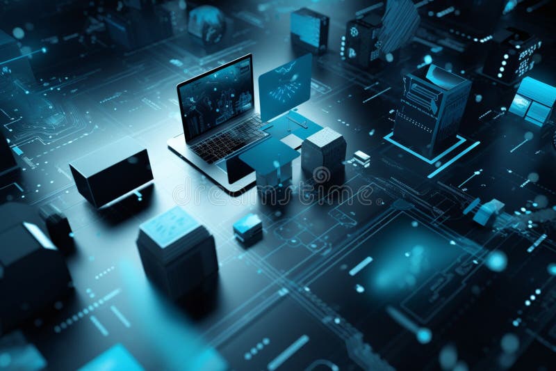 AI Generated Illustration of Abstract Technology Interface with Digital ...