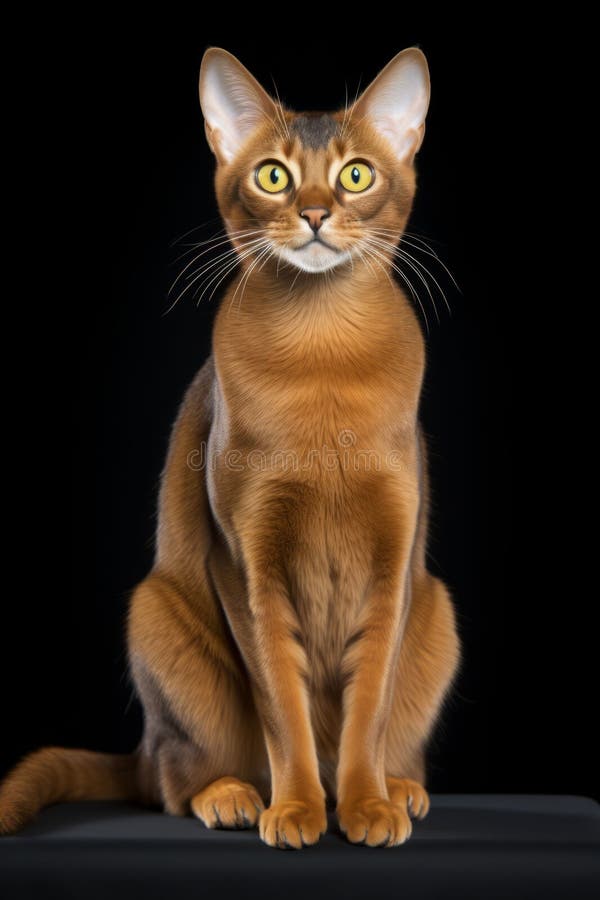 AI Generated Illustration of an Abyssinian Cat on a Dark Surface ...