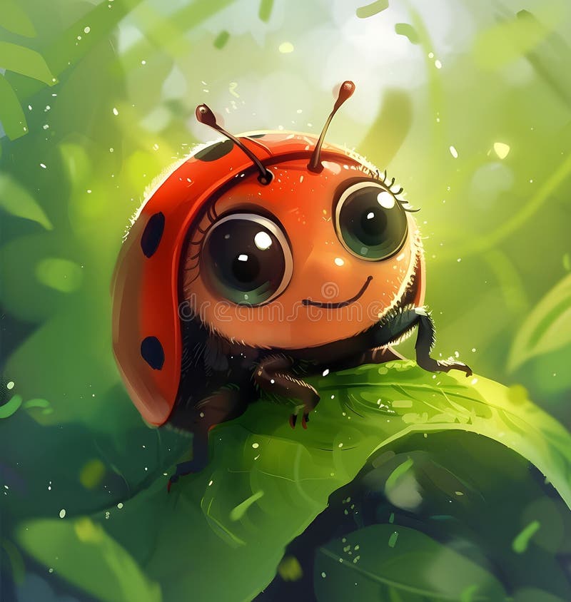 AI Generated Illustration of an Adorable Animated Ladybug with Big Eyes ...