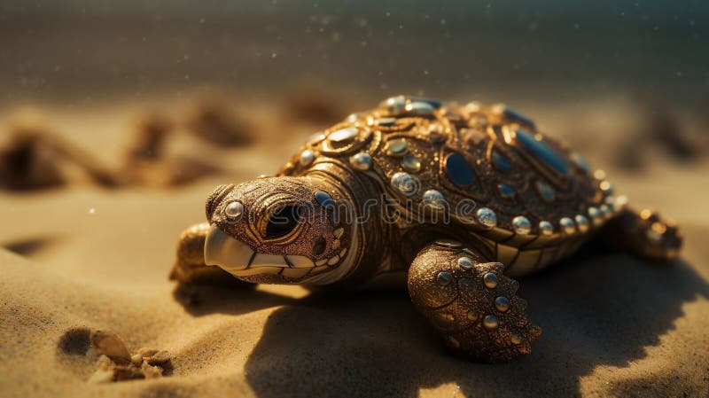 AI Generated Illustration of an Adorable Baby Turtle Covered in Armor ...