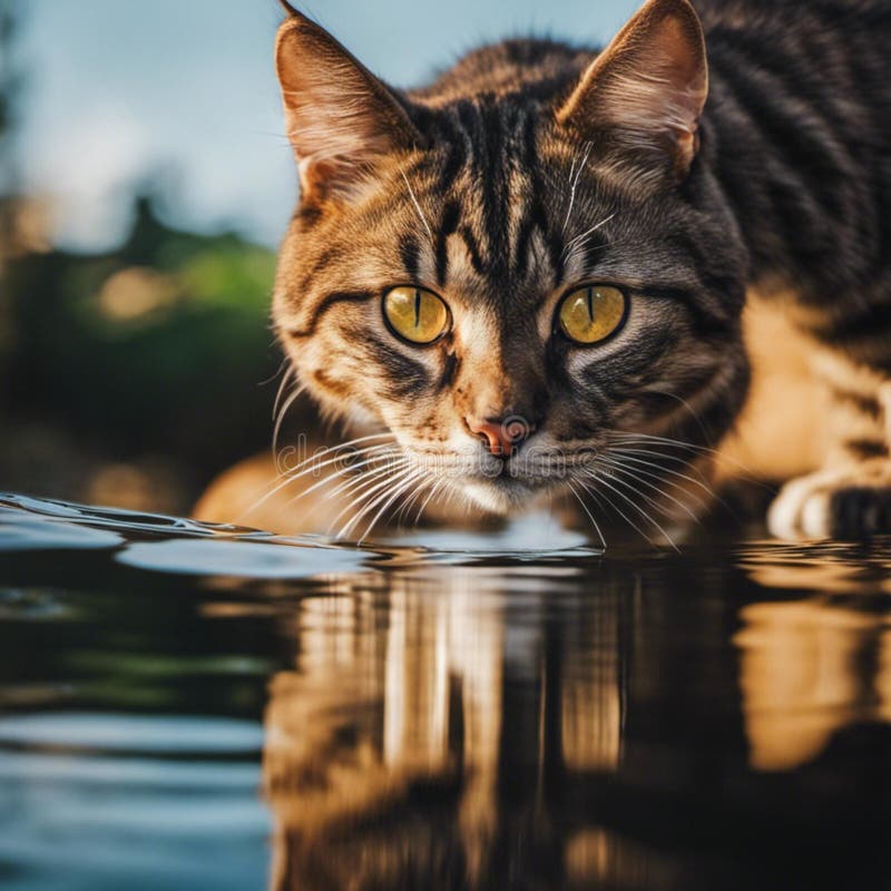 AI Generated Illustration of an Adorable Cat in Front of a Reflective ...