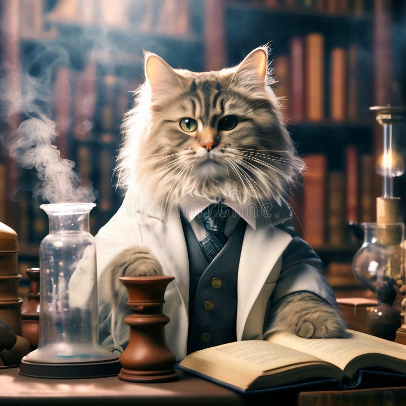 AI Generated Illustration of an Adorable Cat Professor Cat Stock ...