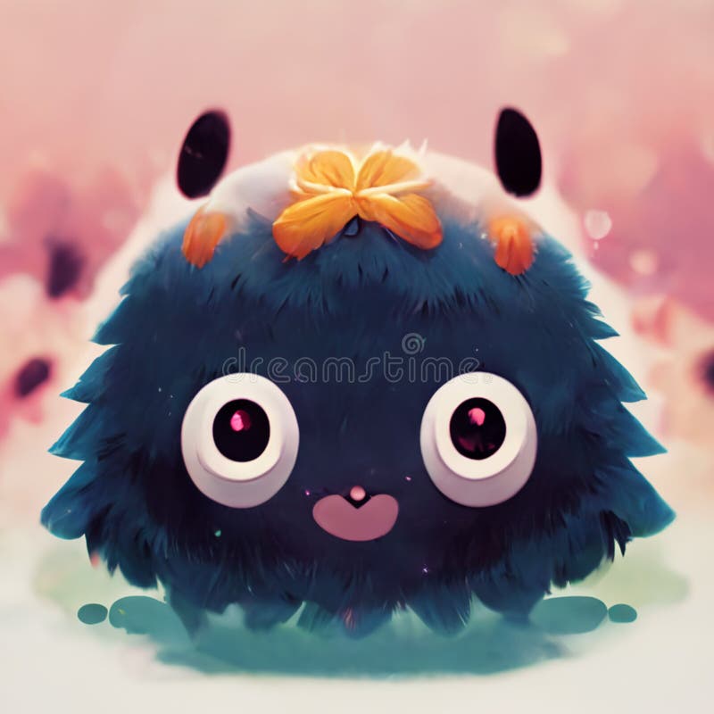 AI Generated Illustration of an Adorable Cute Fluffy Character with Big ...