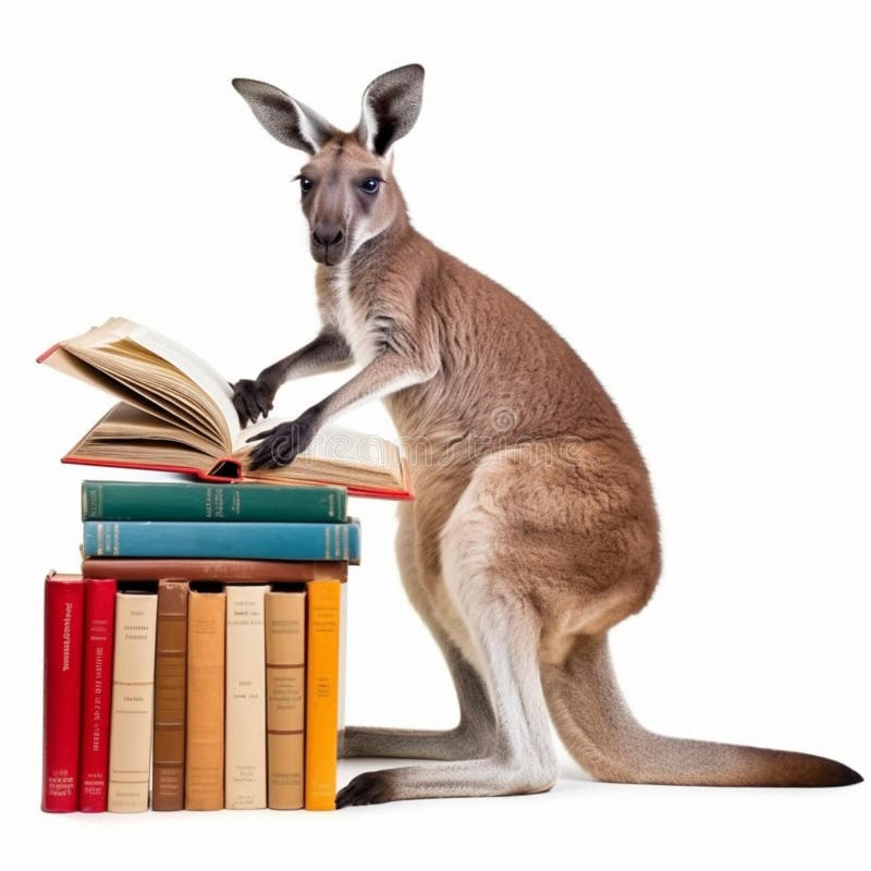AI Generated Illustration of an Adorable Kangaroo in a Library, Looking ...