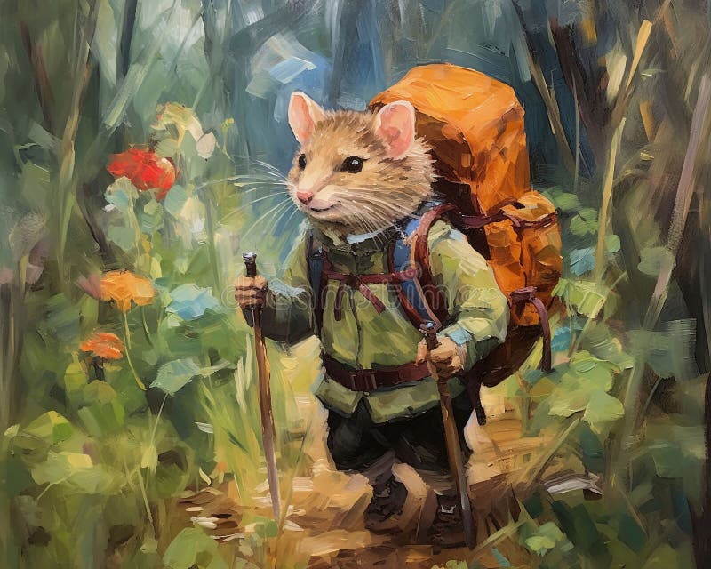 AI Generated Illustration of an Adorable Mouse with a Knapsack Walking ...
