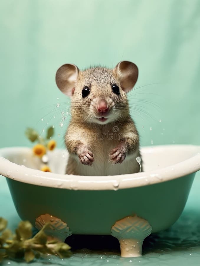 AI Generated Illustration of an Adorable Mouse Taking a Luxurious Bath ...