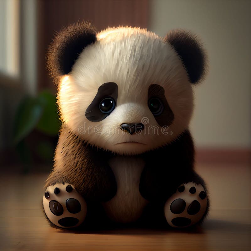 AI Generated Illustration of an Adorable Panda Stock Illustration ...