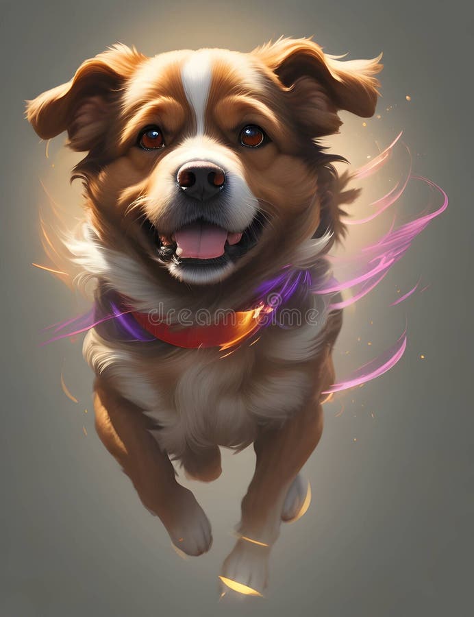AI Generated Illustration of a Pup Looks Up at the Camera with an ...