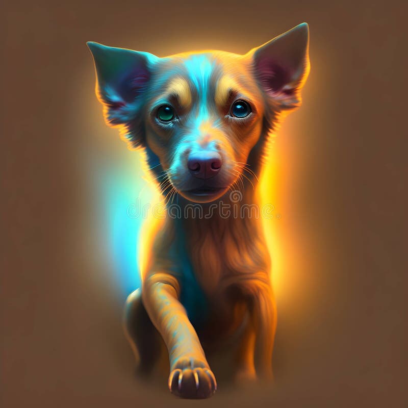 AI Generated Illustration of a Pup Looks Up at the Camera with an ...