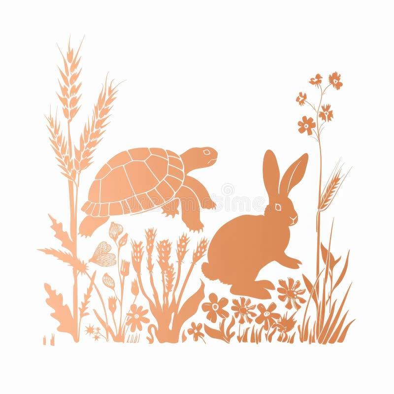 AI Generated Illustration of an Adorable Rabbit and Turtle in a Cute ...