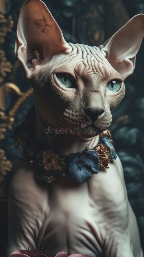 AI Generated Illustration of an Adorable Sphynx Cat Perched in a ...